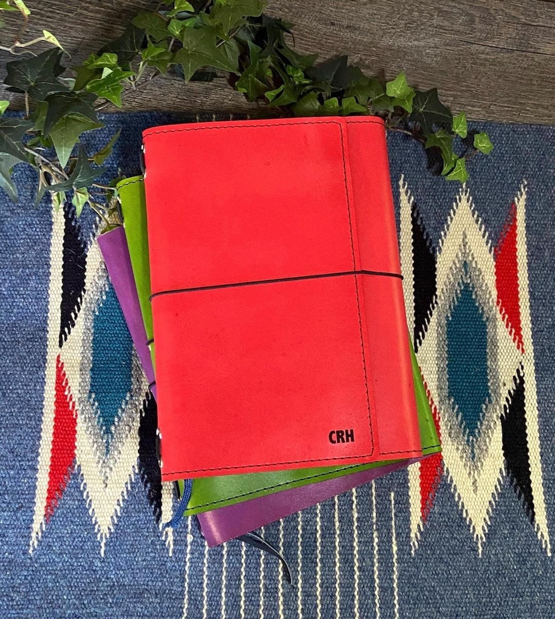 Tri-fold Personalized Leather Journal Travelers Notebook Cover, A5 ...