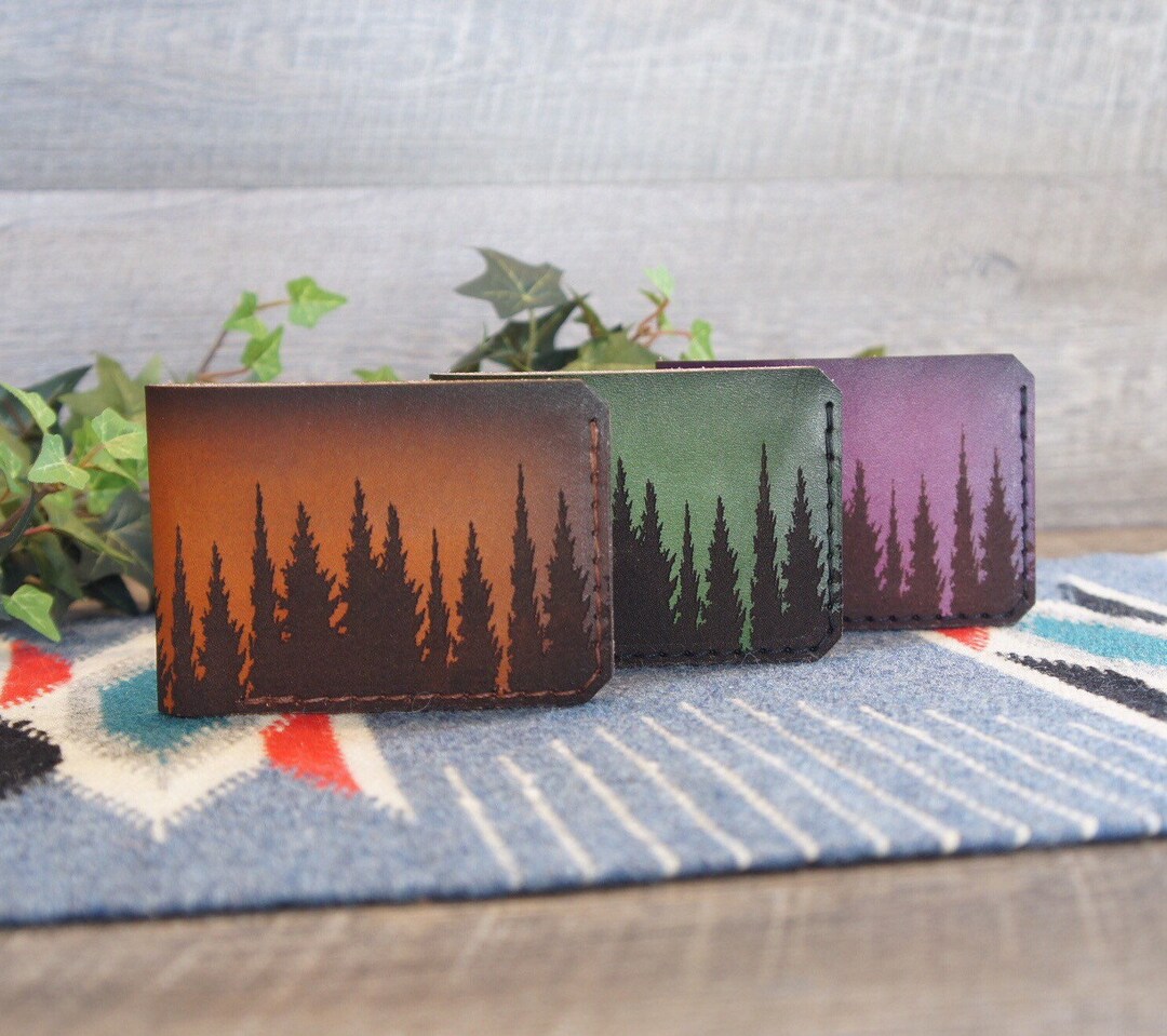 Minimalist Leather Wallet Sunset Wallet Slim Wallet Front Pocket Wallet ...