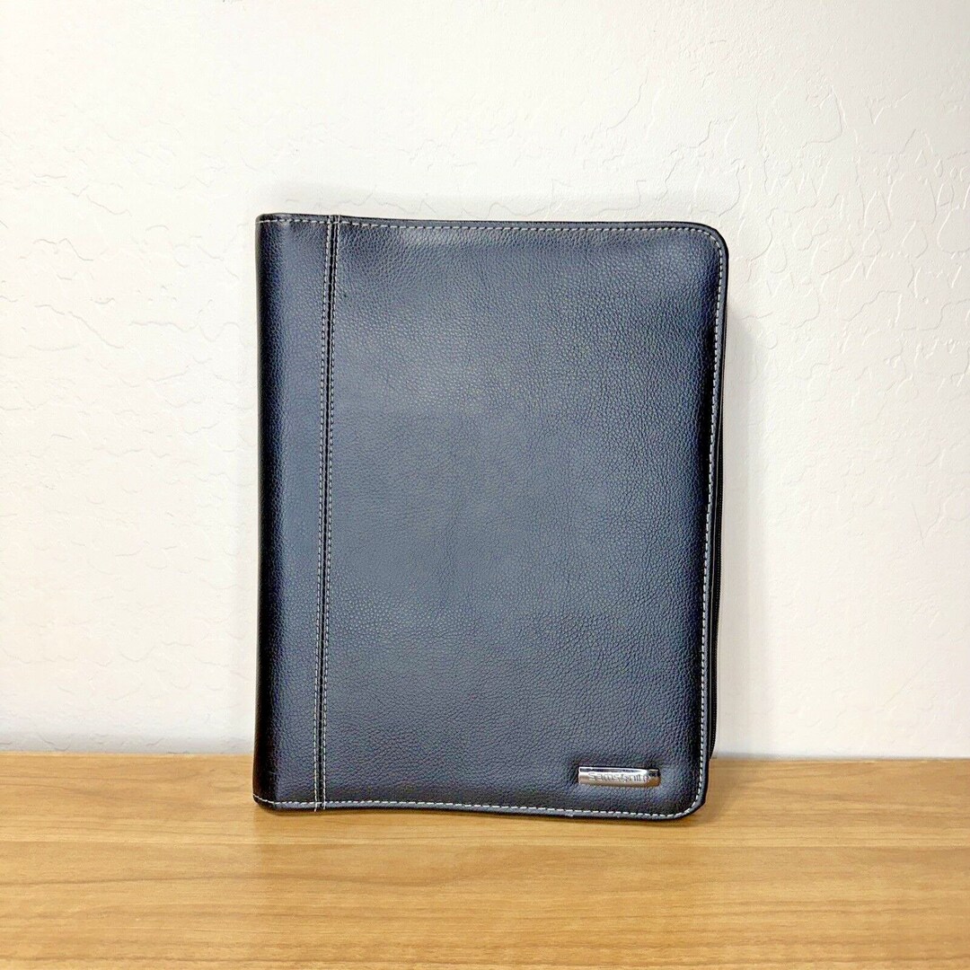 Samsonite Bi-fold Writing Note Pad Folio CALCULATOR Black Faux Leather ...