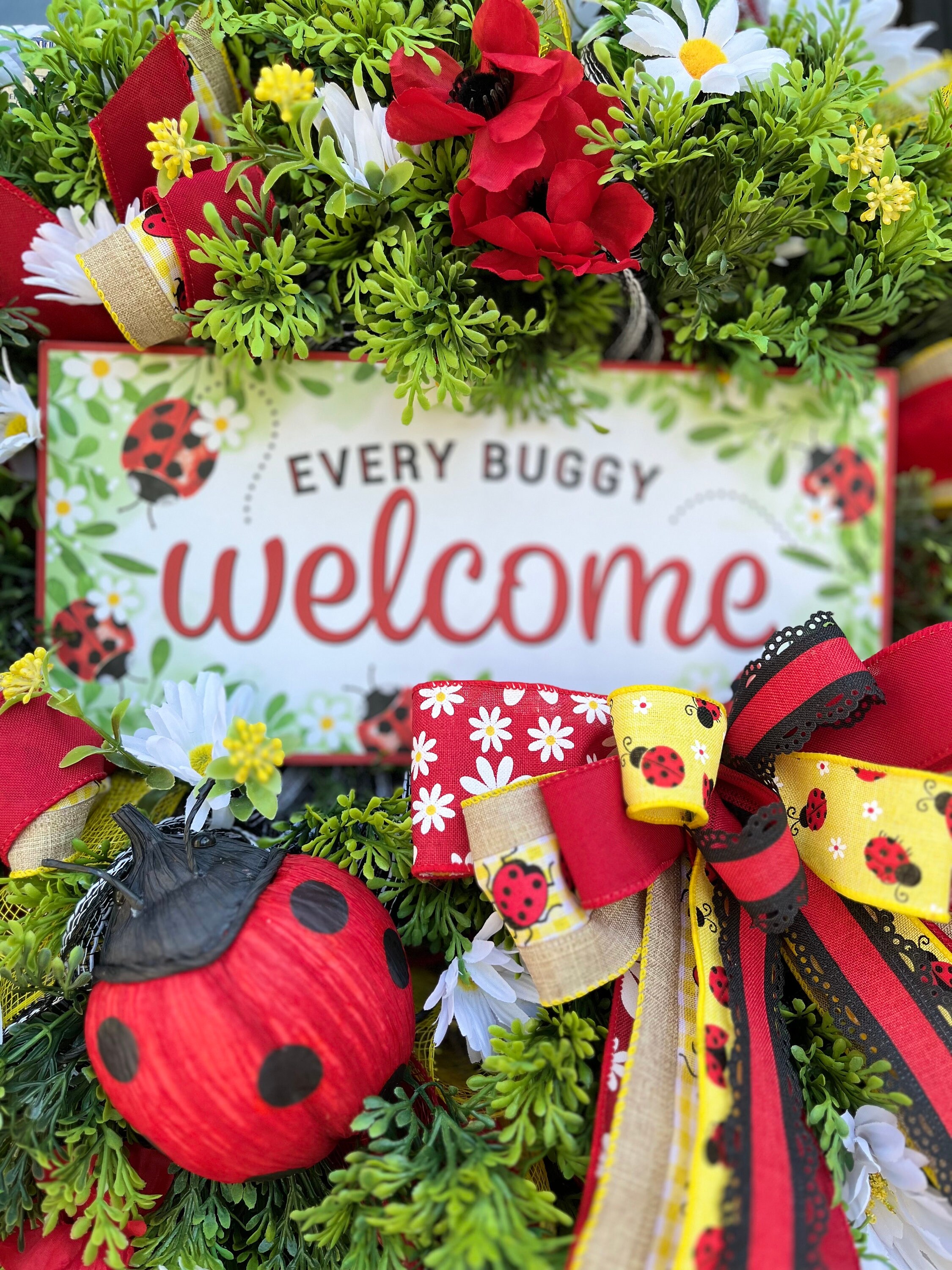 Front Door Decor , Ladybug Decor, Ladybug Wreath, Everyday Door Decor ...