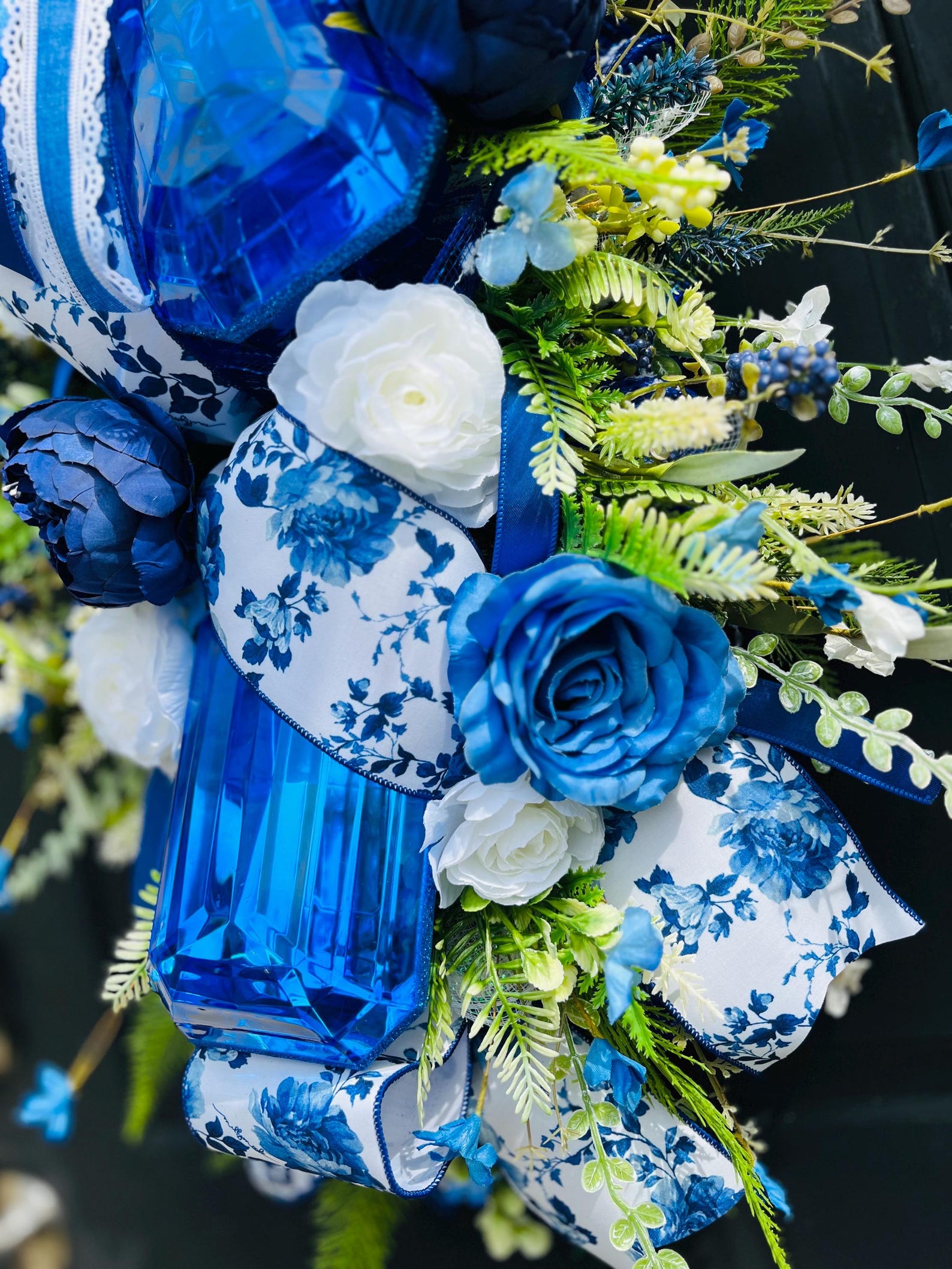 Jewel Swag Wreath, Glam Spring Decor, Blue Swag Wreath, Door Decor, for ...