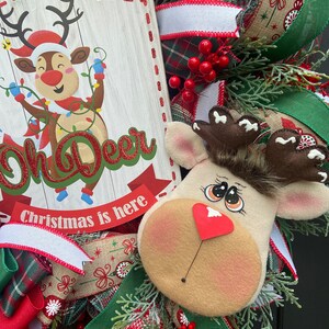 Christmas Wreath, Reindeer Christmas Decor, Reindeer Wreath, Christmas ...