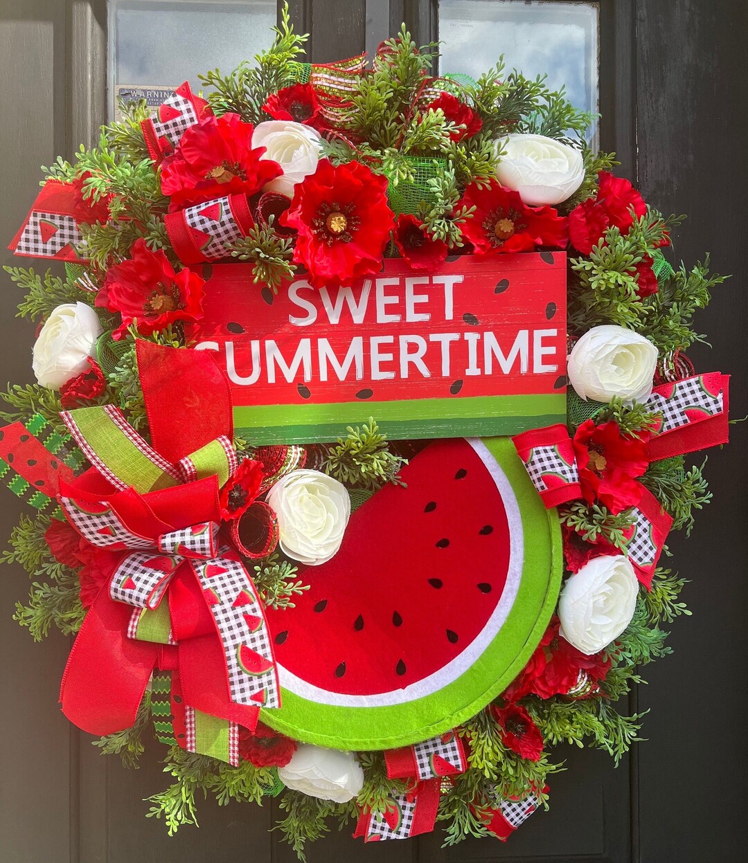 Watermelon Wreath, Watermelon Door Decor, Red Wreath, Everyday Wreath ...