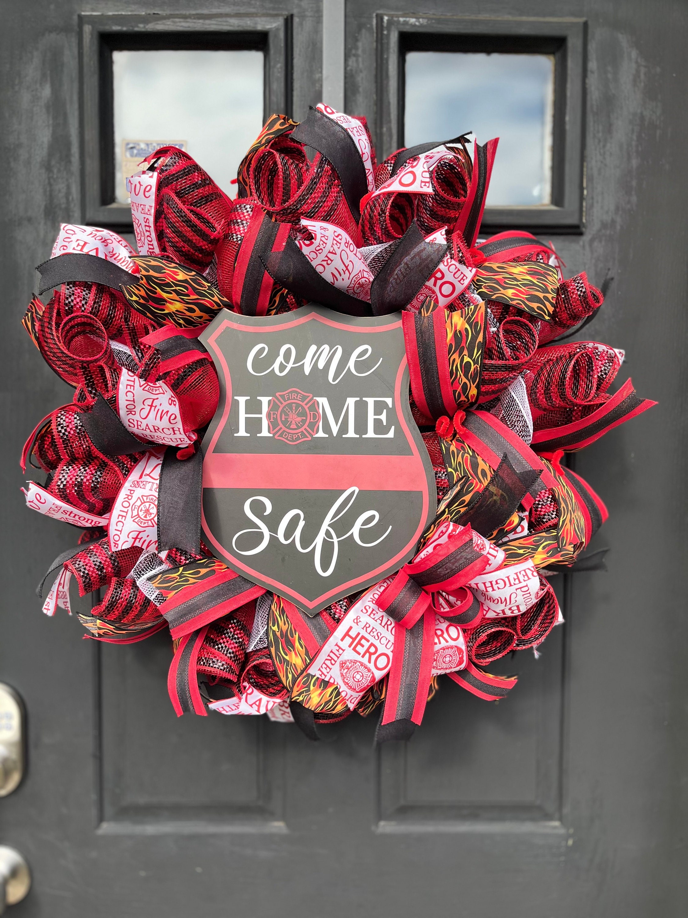 Firefighter Wreath, Firefighter Decor, for Your Door, Gift Ideas, Door ...