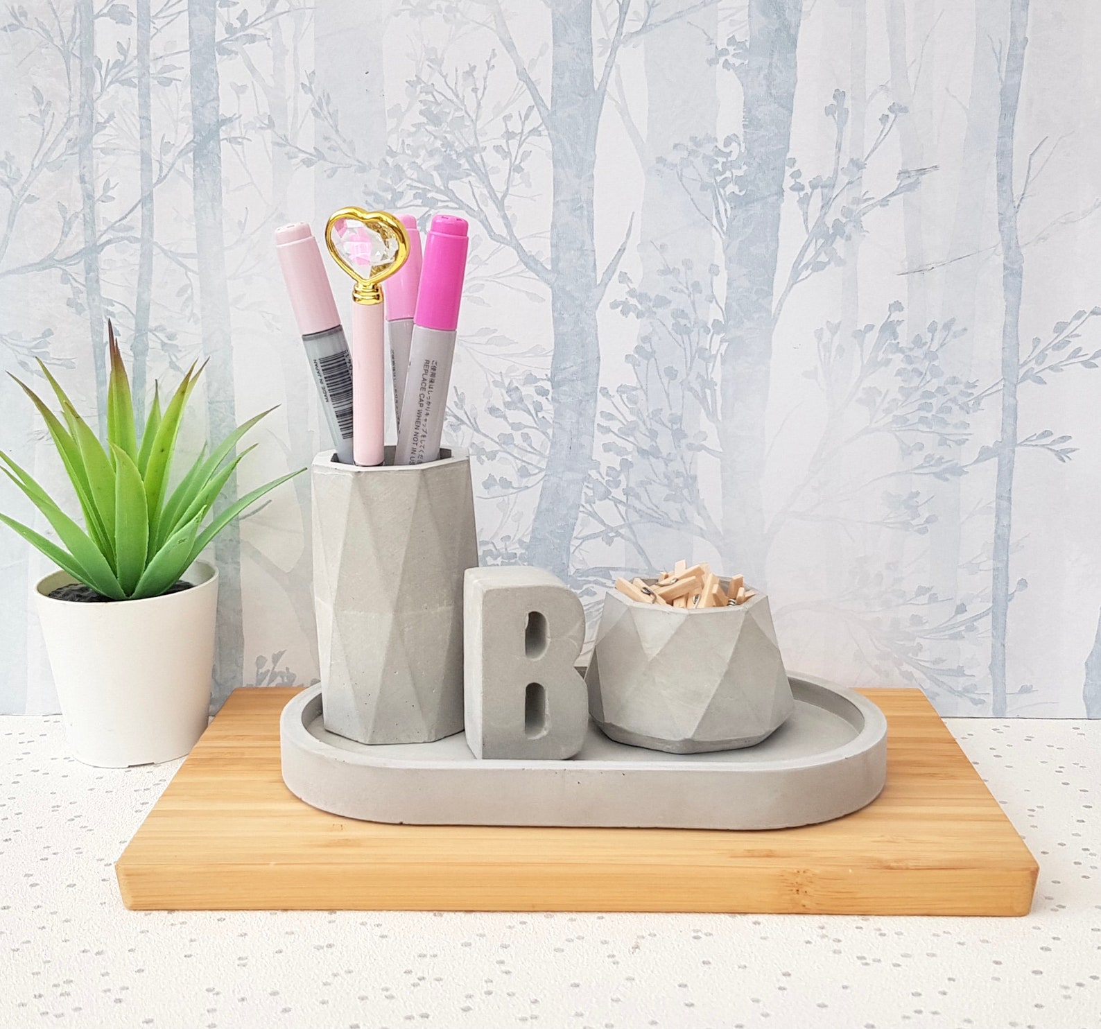 Concrete Gift Set Concrete Desk Accessories - Etsy