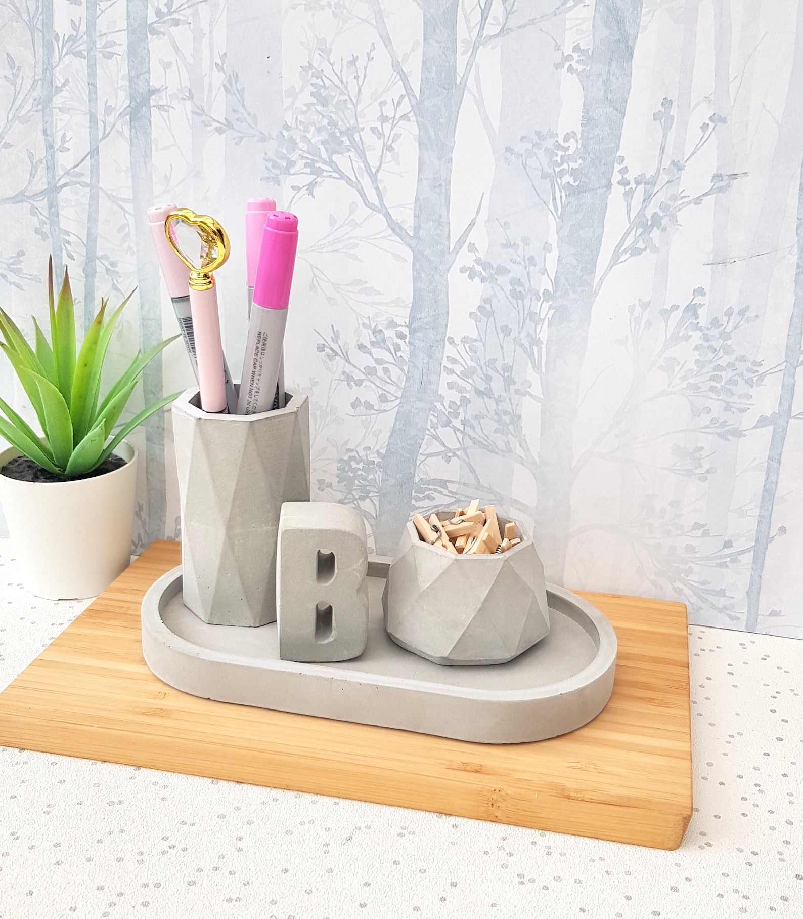 Concrete Gift Set Concrete Desk Accessories - Etsy