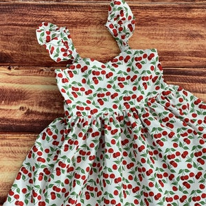 Berry First Birthday, Cherry Dress, Toddler Fruit Dress, Flutter Sleeve ...