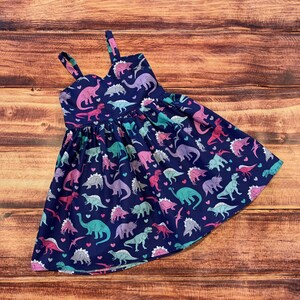 Dinosaur Dress for Girls, Birthday Gift, Pink Dinosaur Twirly Dress ...
