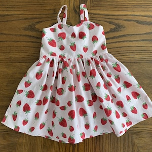 Strawberry Twirly Dress: Berry First Birthday Outfit, Summer Sundress ...