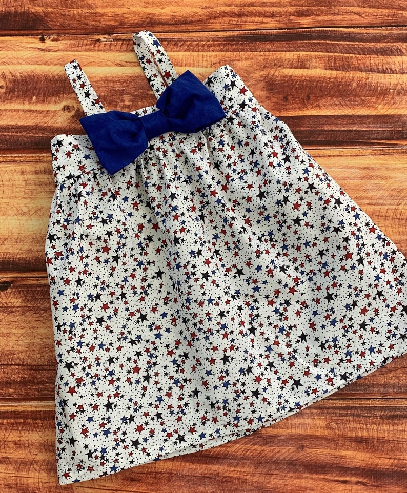 Patriotic Dress for Girl, 4th of July Dress, Red White Blue Stars and ...