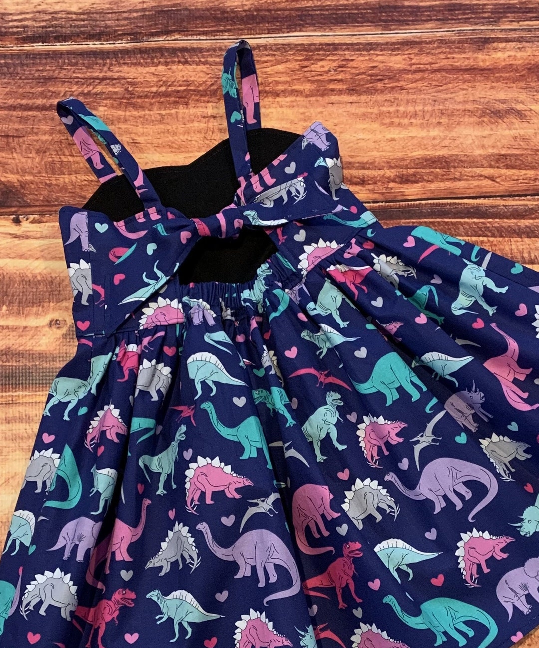 Dinosaur Dress for Girls, Birthday Gift, Pink Dinosaur Twirly Dress ...