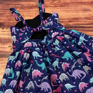 Dinosaur Dress for Girls, Birthday Gift, Pink Dinosaur Twirly Dress ...