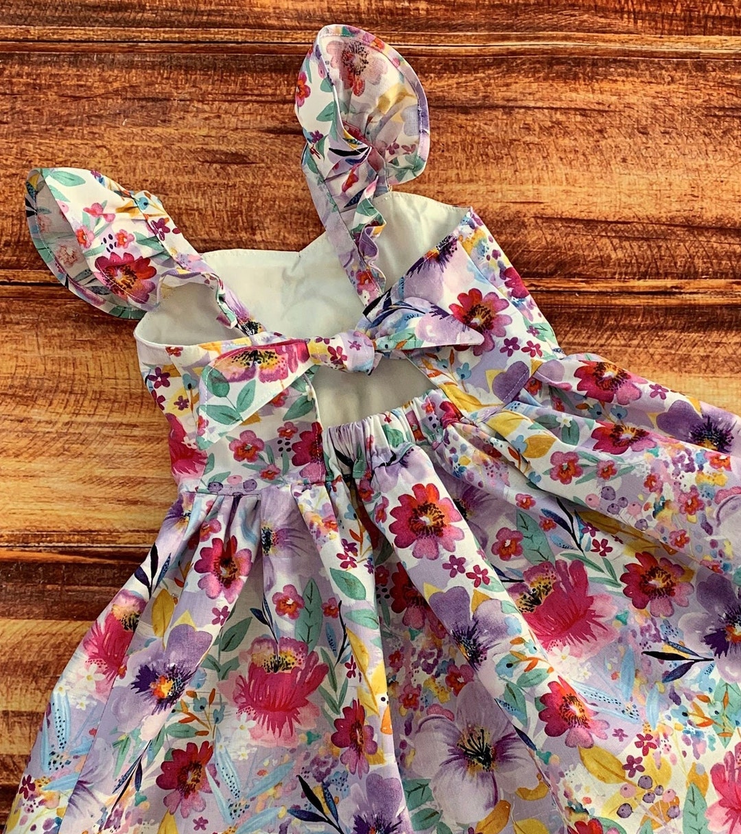 Watercolor Flowers, Party Dress, Spring Floral Dress for Girls, Flutter ...