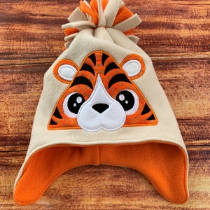 Animal Winter Hat for Boy, Tiger Winter Hat, Boy Fleece Hat, Orange ...