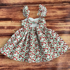Berry First Birthday, Cherry Dress, Toddler Fruit Dress, Flutter Sleeve ...