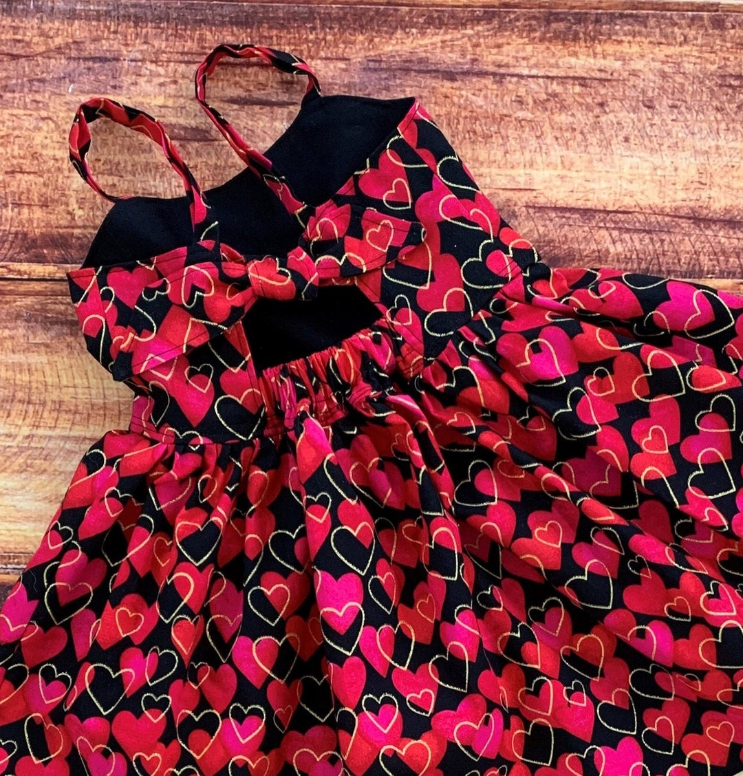 Red and Gold Dress, Red Sparkle Dress, Twirl Dress for Girls, Heart ...