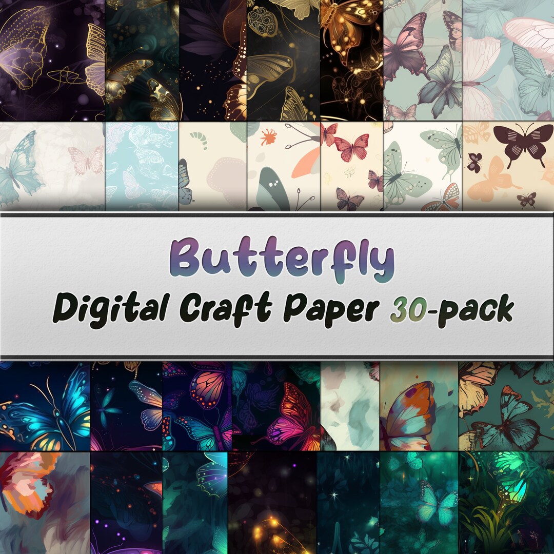 Butterfly Digital Craft Paper 30 Pack - Etsy