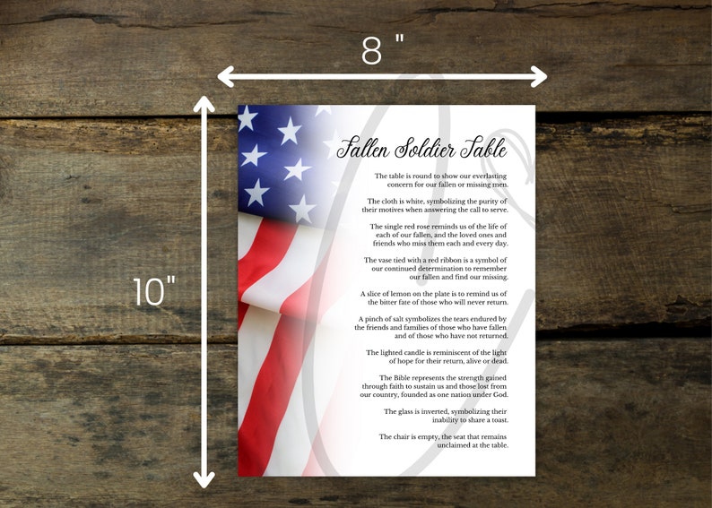 Fallen Soldier Memorial Sign | White Background | Digital Download ...