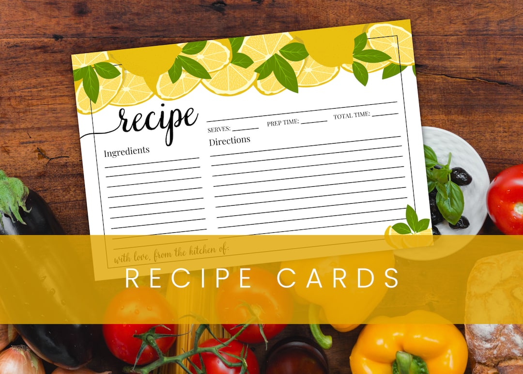 Lemon Recipe Cards | Easy At-home Printable | 4x6 | Digital Download - Etsy