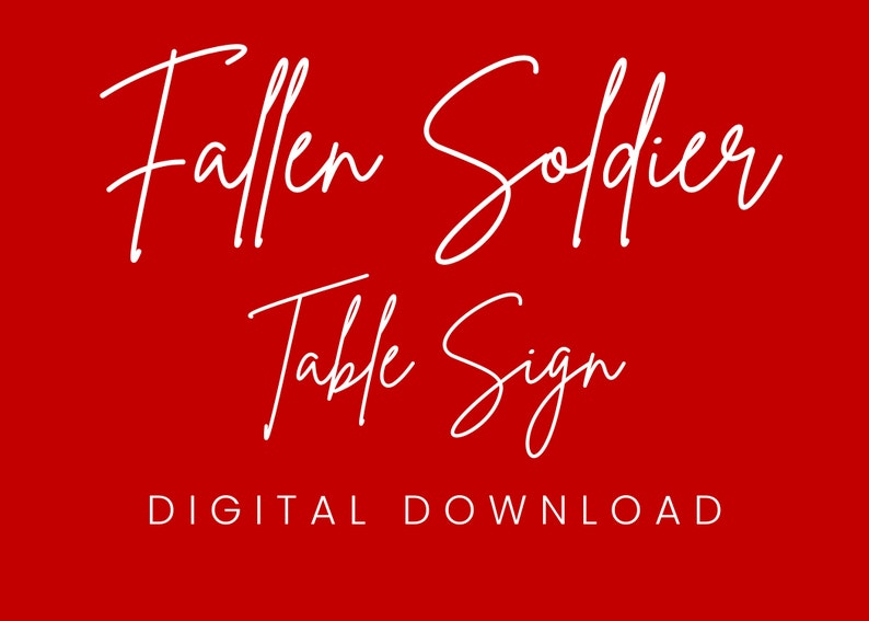 Fallen Soldier Memorial Sign | White Background | Digital Download ...