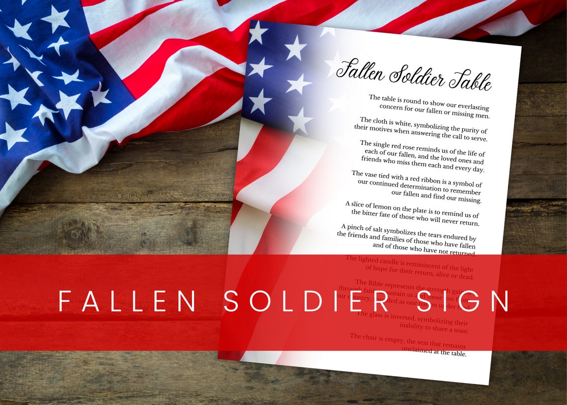 Fallen Soldier Memorial Sign | White Background | Digital Download ...