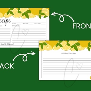 Lemon Recipe Cards | Easy At-home Printable | 4x6 | Digital Download - Etsy