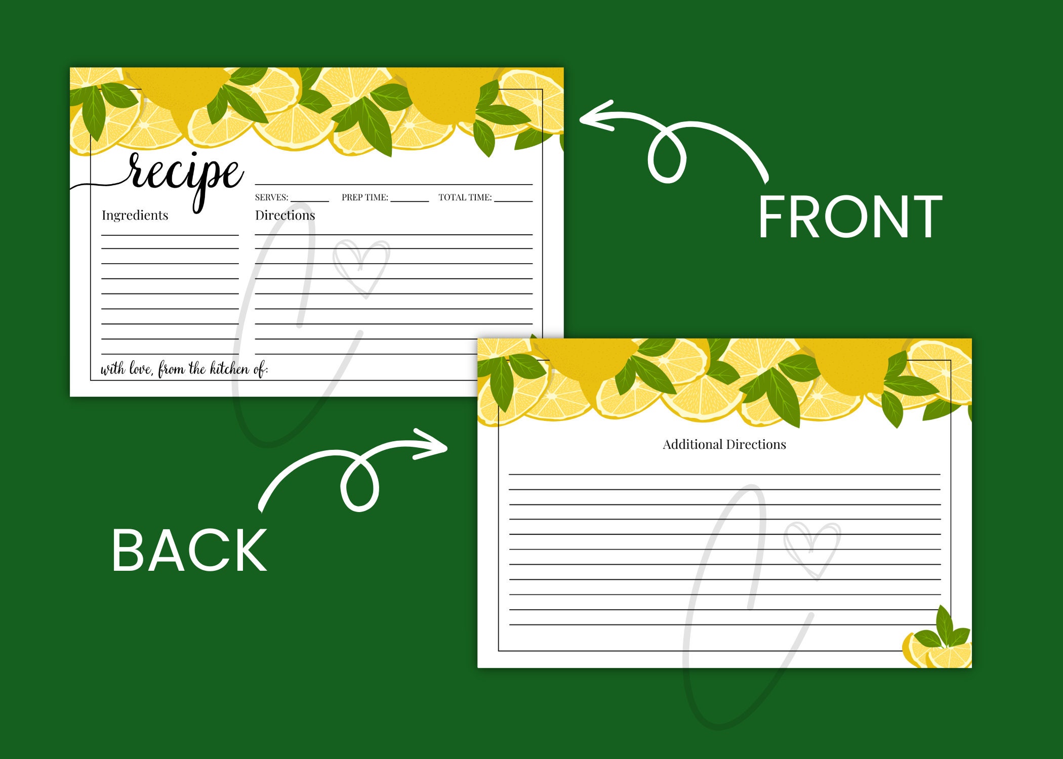 Lemon Recipe Cards Easy At-home Printable 4x6 Digital Download - Etsy