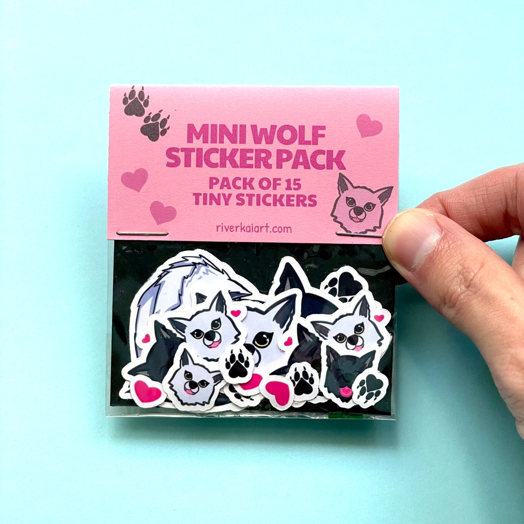 Mini Wolf Sticker Set 15 Tiny Glossy Stickers With Wolves, Werewolf ...
