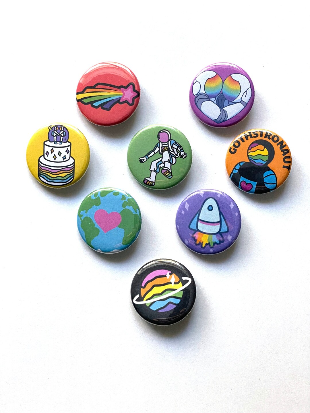 Set of 8 Space Pinback Buttons Cute 1.25 Pinback Button Badges With ...