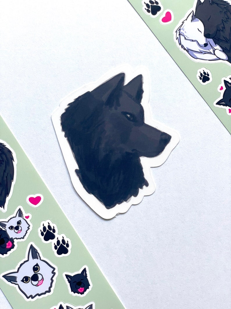 Black & White Wolf Sticker Pack - Set of 2 Water-resistant Stickers ...