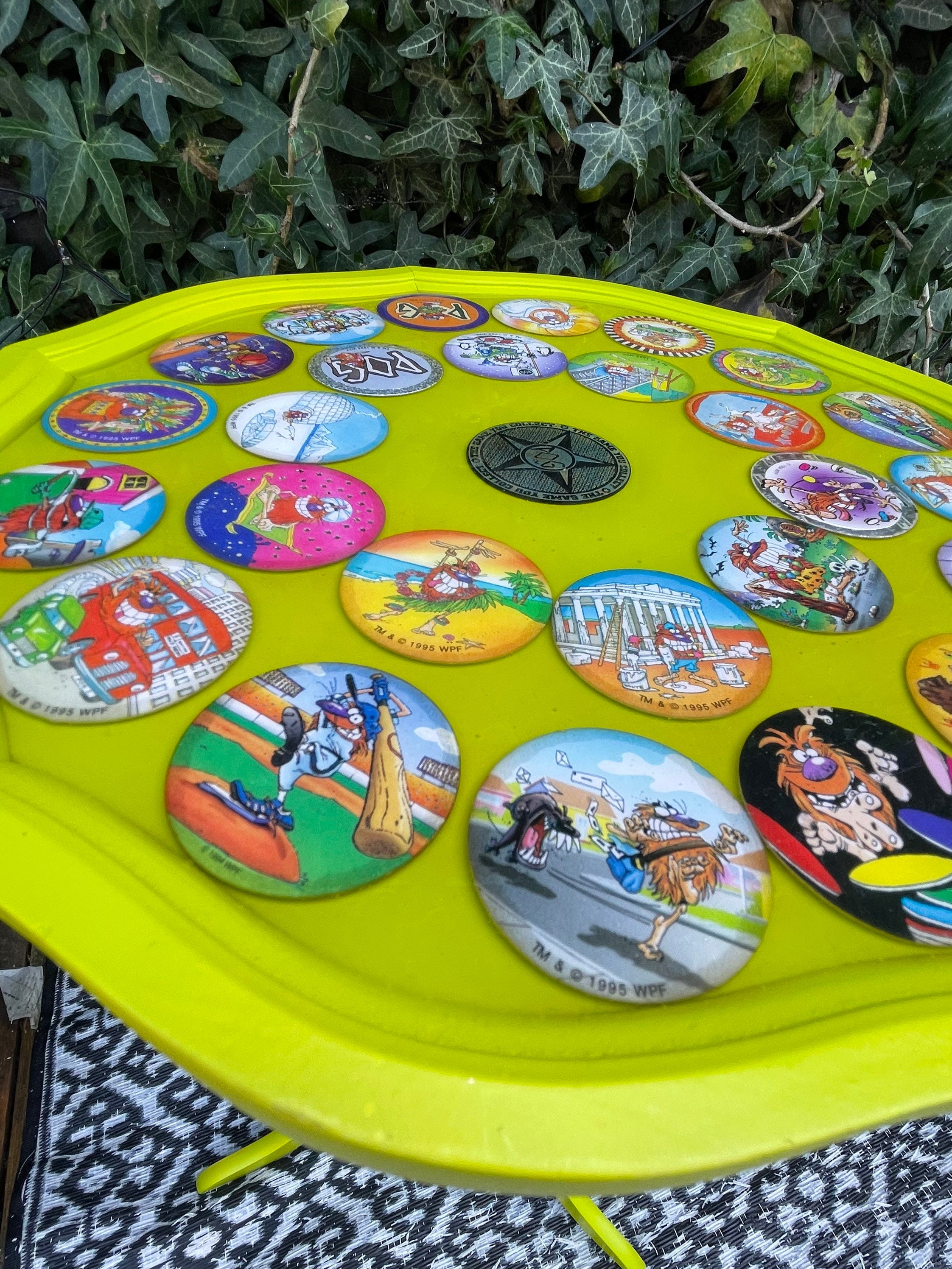 Retro POGS Game Epoxy Resin Wine Table. Tripod End Side Table - Etsy UK