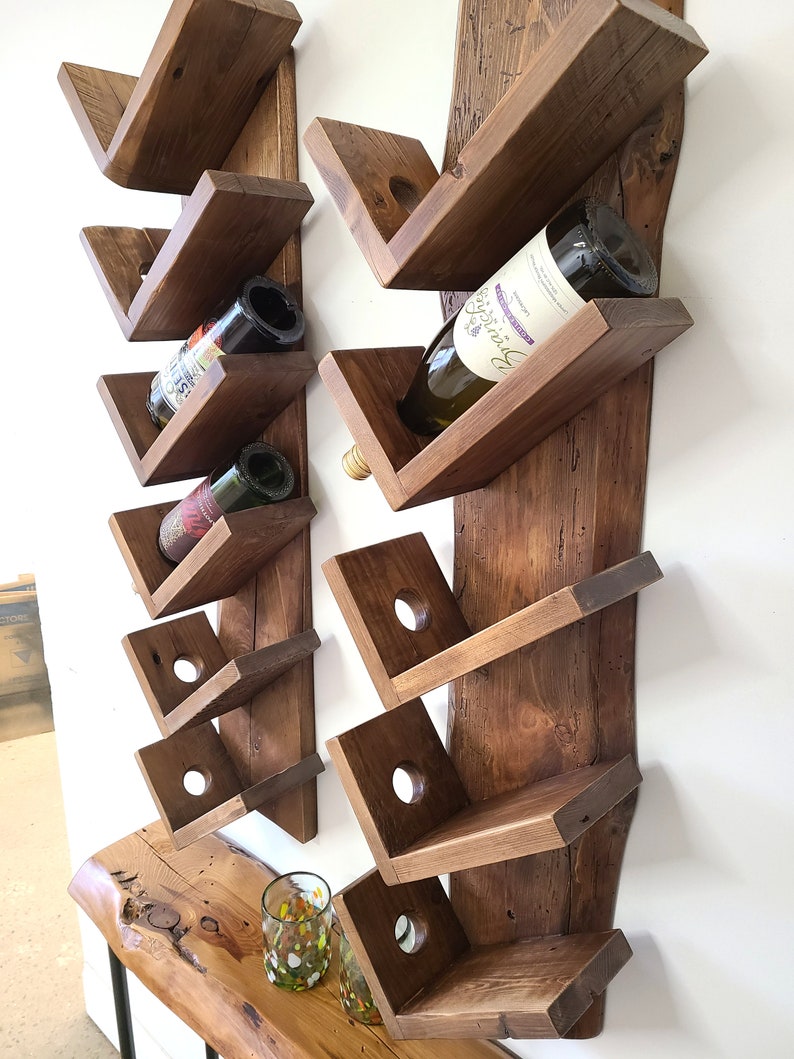 Wall Mount Vertical Wine Rack Made From Reclaimed Wood - Etsy