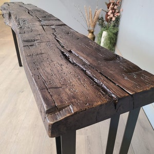 Historic Rustic Reclaimed Wood Console Table, Log Cabin Dovetail Notch ...