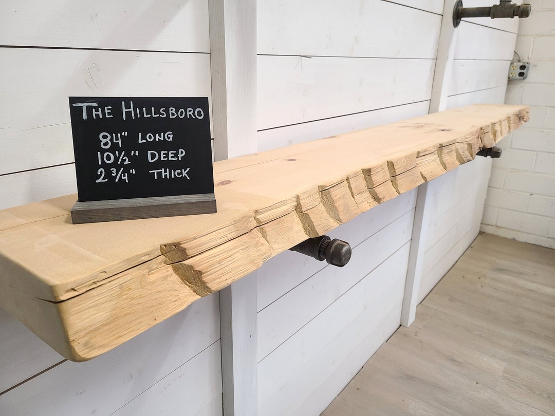 Thick Timber Fireplace Mantel, 7 Foot Rustic Mantel, Live Edge Mantel ...