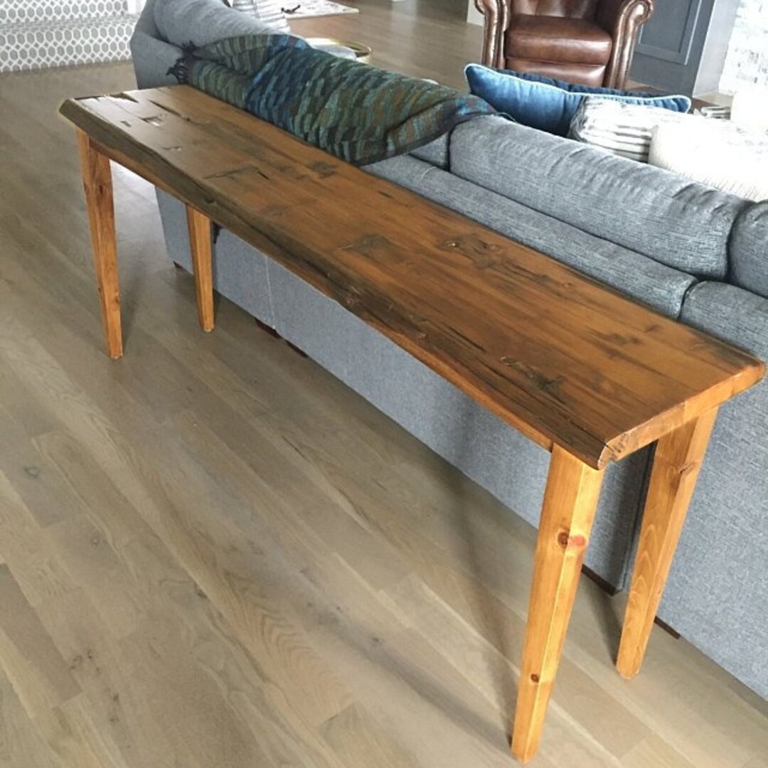 Live Edge Tapered Wood Leg Sofa Table Narrow Table , Console, Sideboard ...