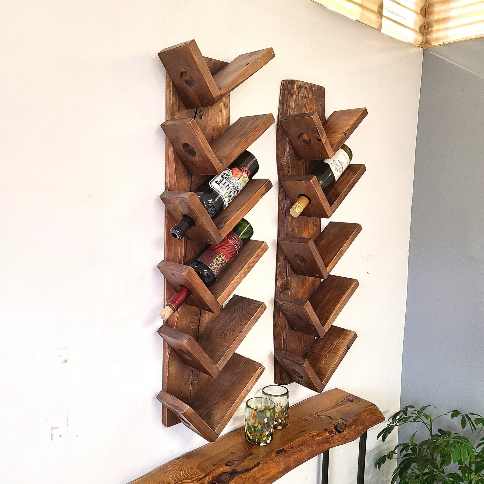 Wall Mount Vertical Wine Rack Made From Reclaimed Wood - Etsy