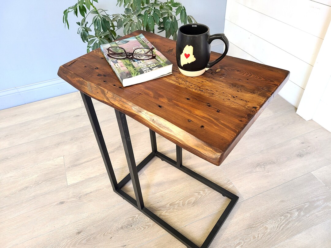 On Sale Live Edge C-table, Laptop Stand, Reclaimed Wood Side Table, TV ...
