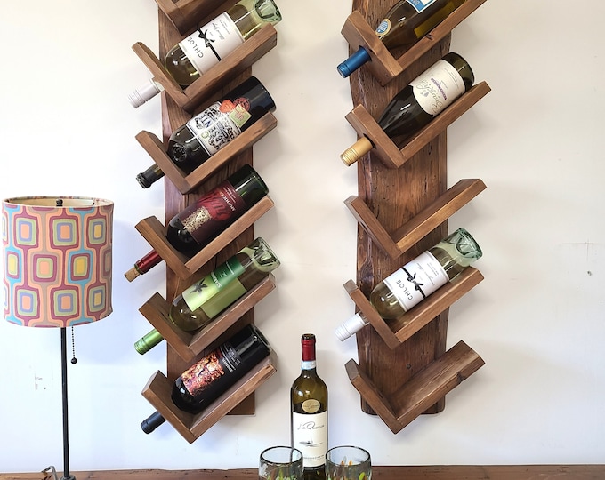 Wall Mount Vertical Wine Rack Made From Reclaimed Wood - Etsy