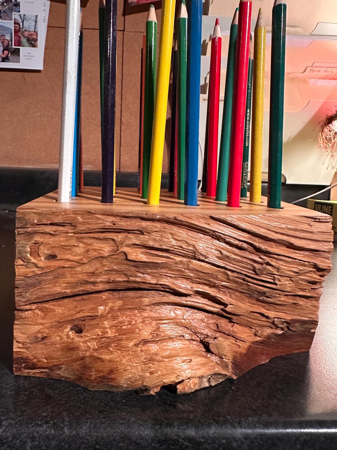Reclaimed Wood Pencil Holder for 24 Pencils or Paint Brushes - Etsy