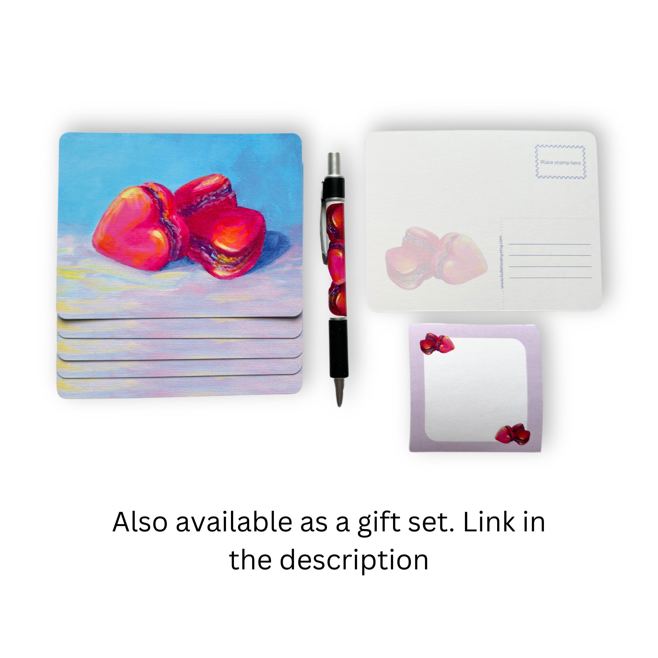 STICKY Notes-pink Heart Macarons Art Cute Aesthetic Sticky Notepad-gift ...