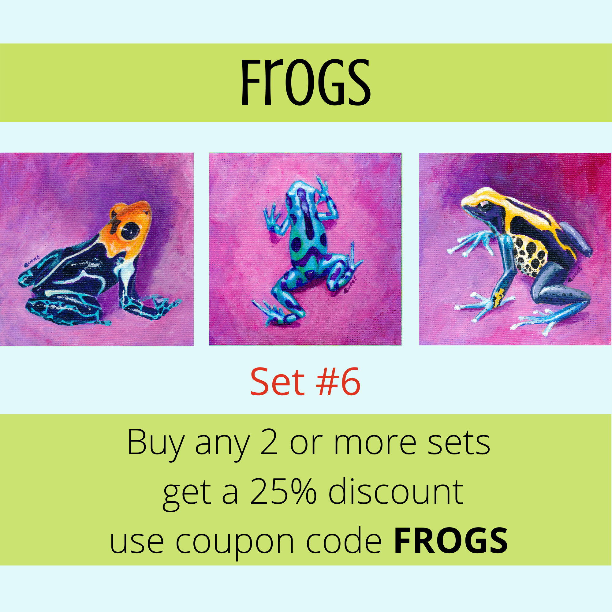 Frog Art Print-golden-poison Dart Frog Art- 4"x4" GICLEE Print-square ...