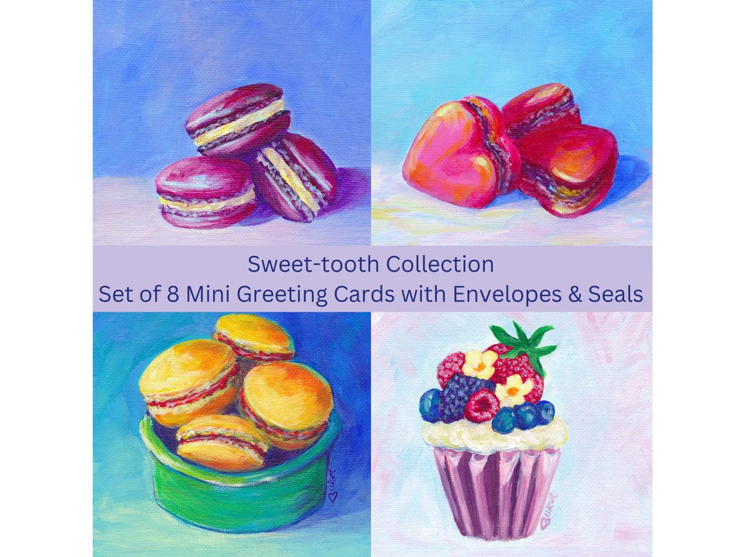 Sweet Tooth-set of 8-3x3 Fine Art Blank Greeting Cards Envelopes ...