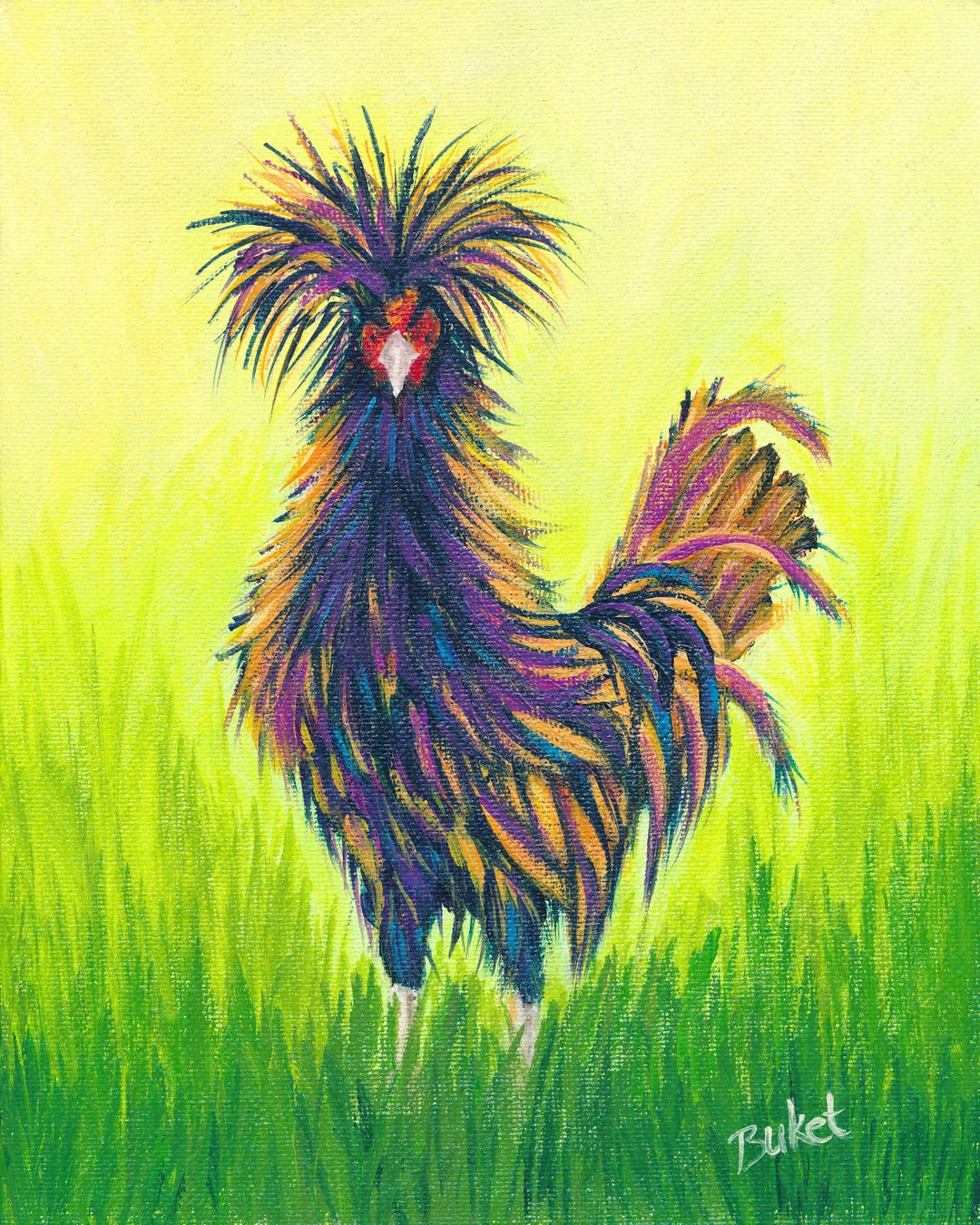 Bad Hair Day- Colorful Rooster Art Print-bird Art Print- Original ...