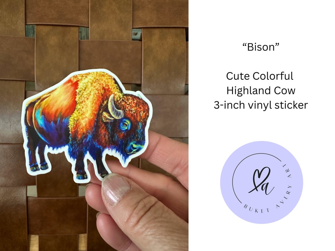 Colorful Bison Vinyl Sticker: Waterproof Laptop Decal - Etsy