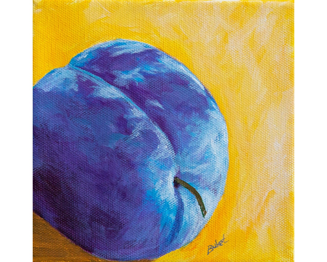 Plum Art Print: Original Still Life Painting, Square Fine Art - Etsy