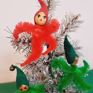 Vintage 1950s Elf Pipe Cleaner Wood Face Christmas Ornament - Etsy