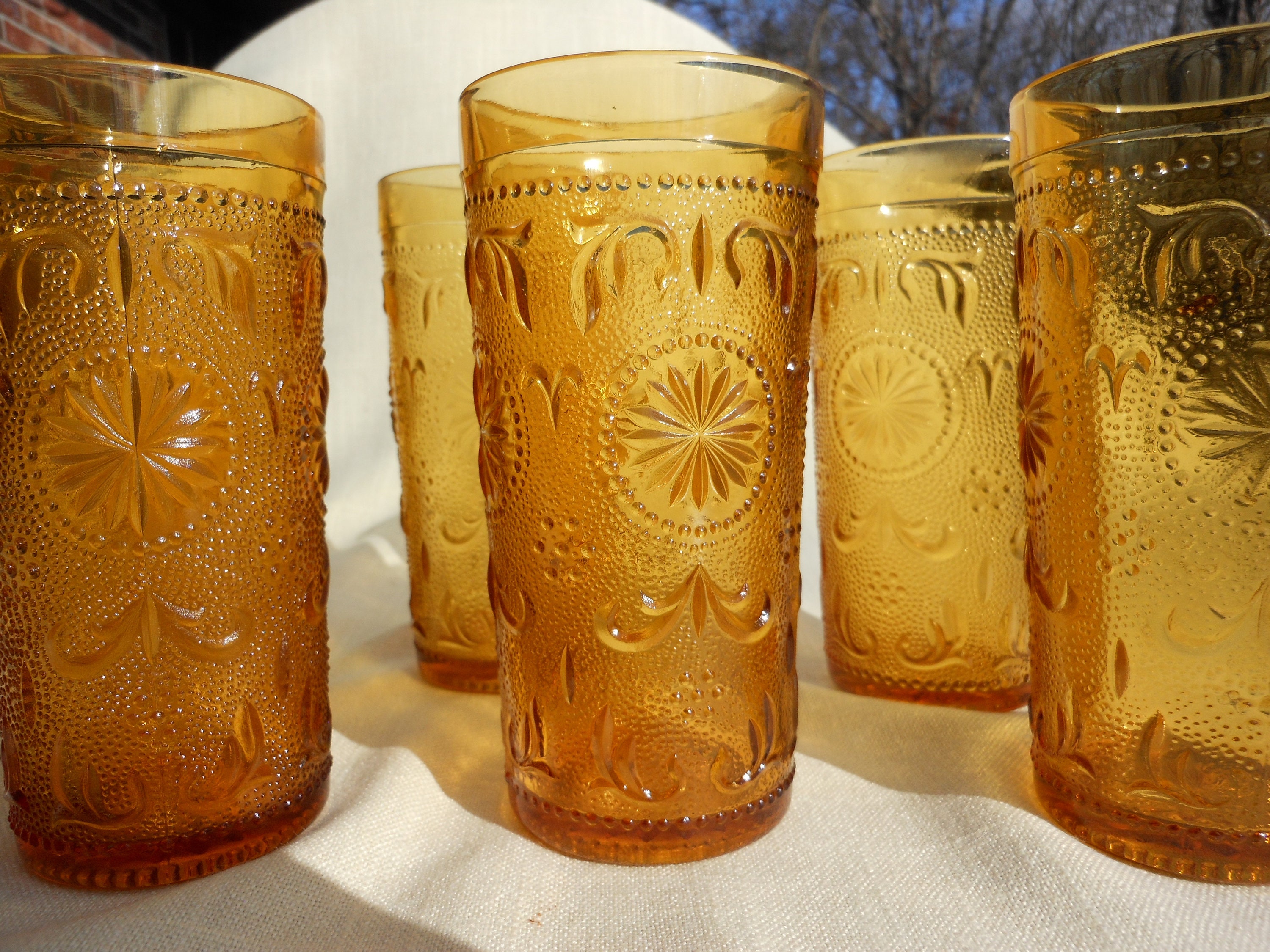 Vintage Amber Drinking Glasses Juice Glasses Set of 6 - Etsy