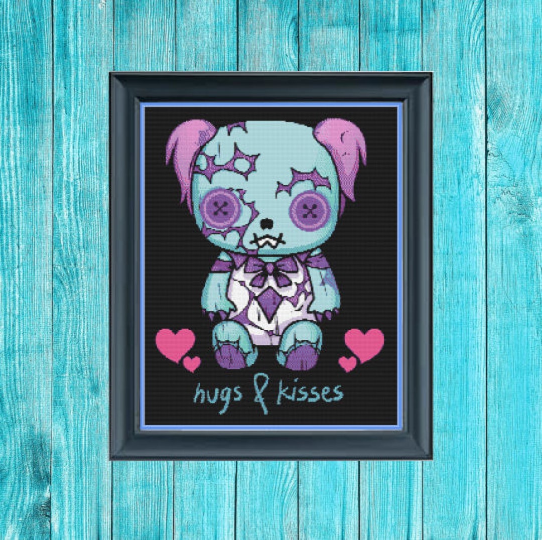 Pastel Goth Cross Stitch Pdf Pattern Download Hugs and Kisses Cross ...