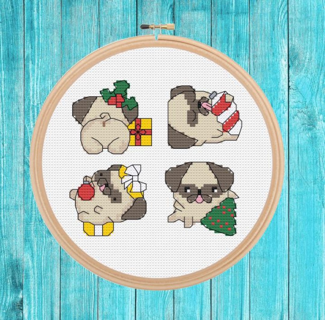 Pug Christmas Cross Stitch Pattern Pdf - Etsy