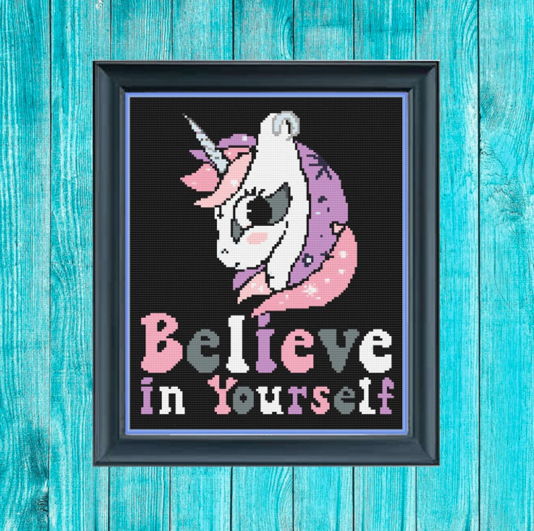 Pastel Goth Cross Stitch Pattern Unicorn Believe in Yourself Pdf ...